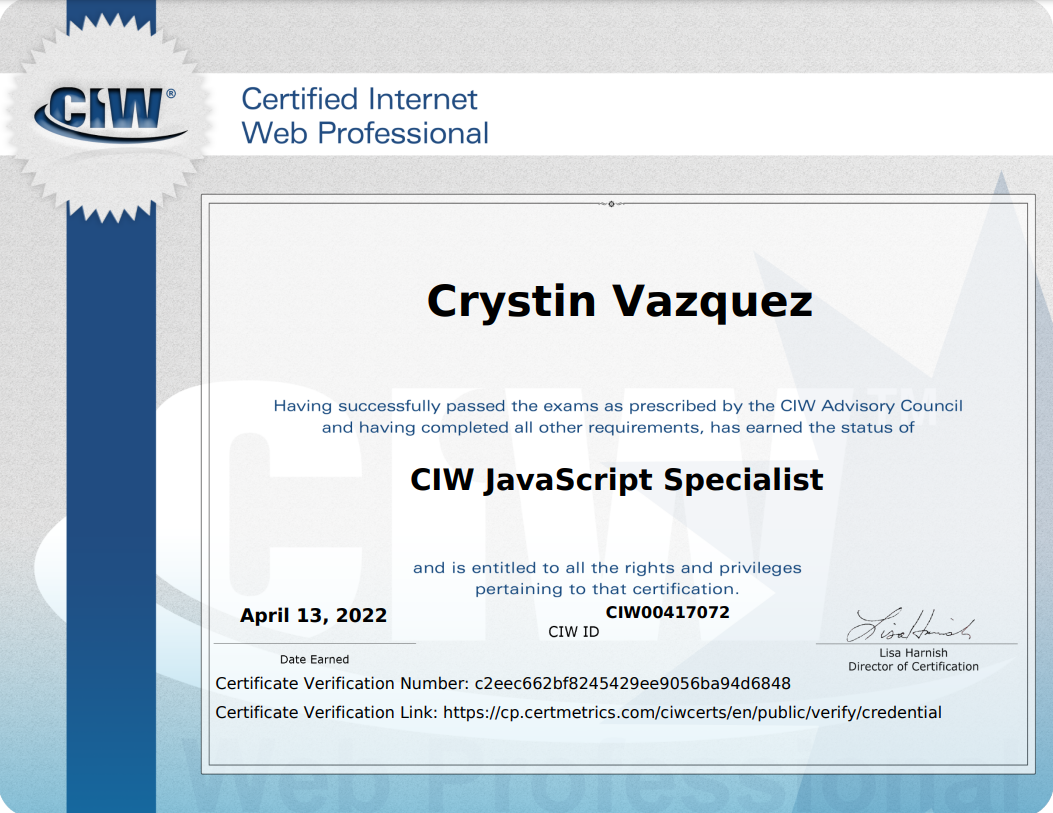 Crystin's Portfolio Website